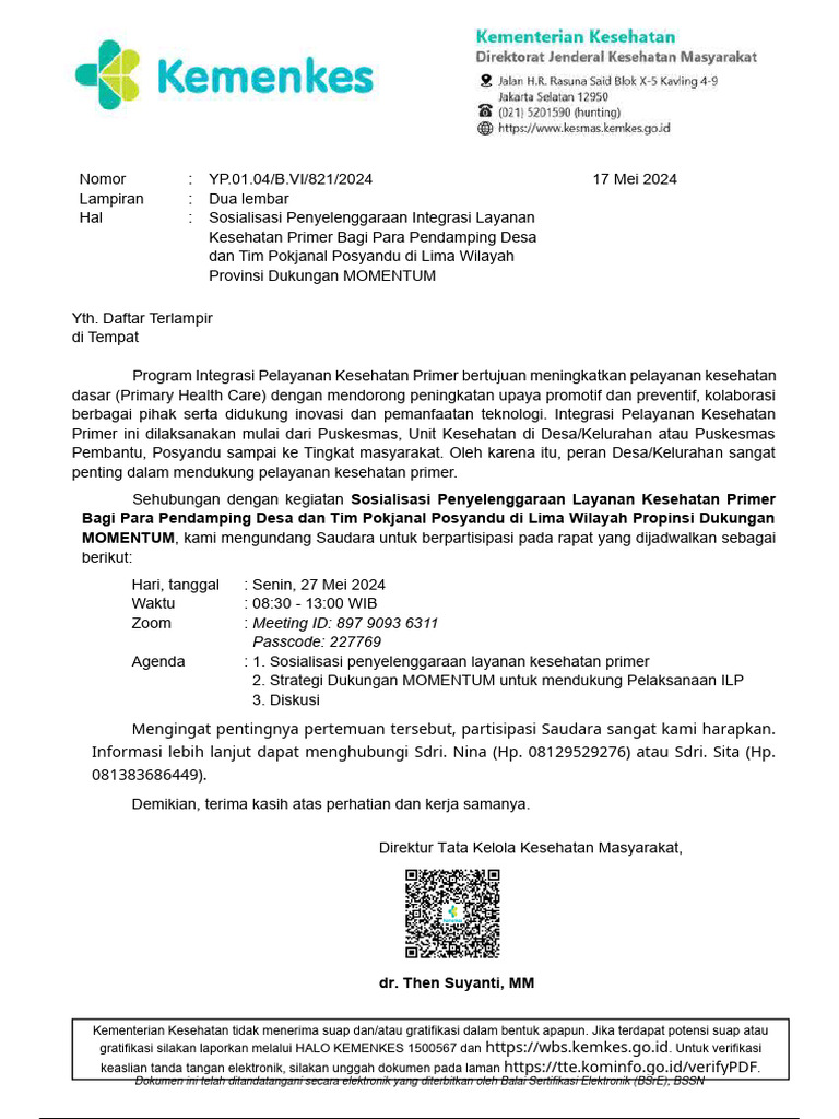 Undangan Peserta Sosialisasi ILP Pendamping Desa 27 Mei | PDF