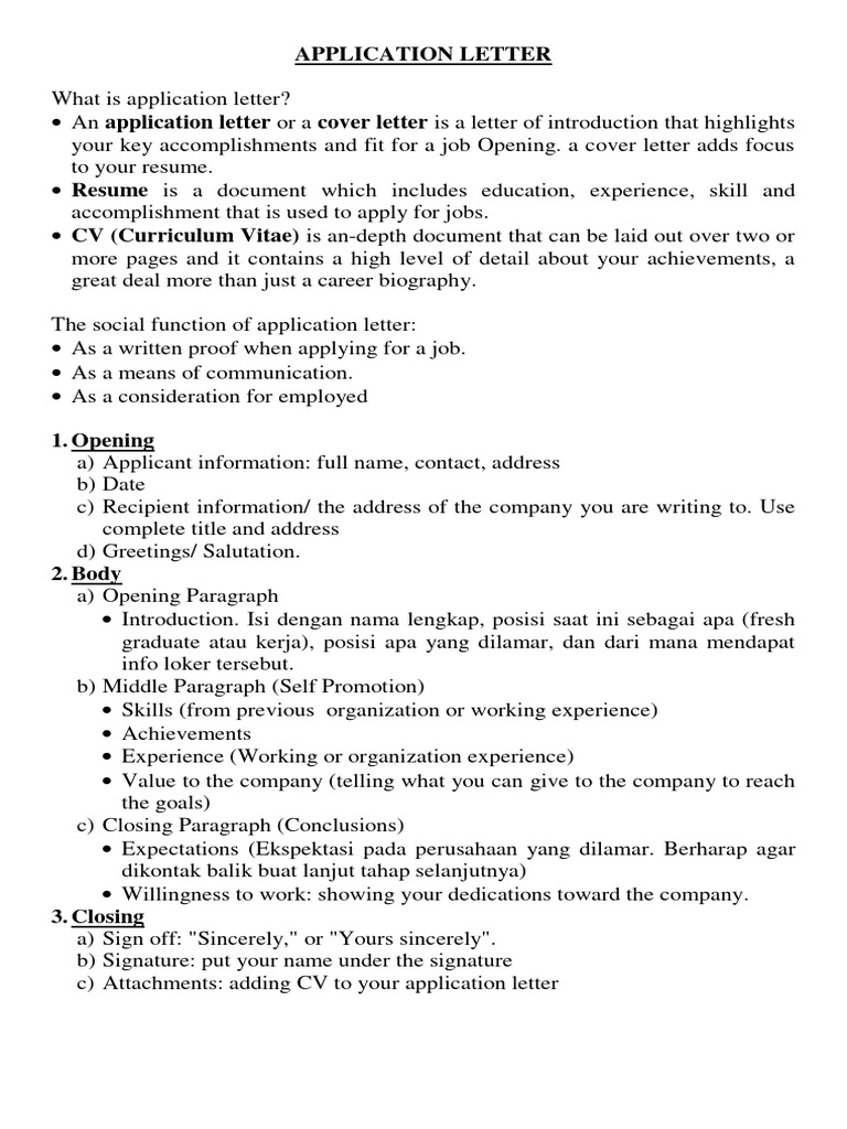 Application Letter materi print | PDF