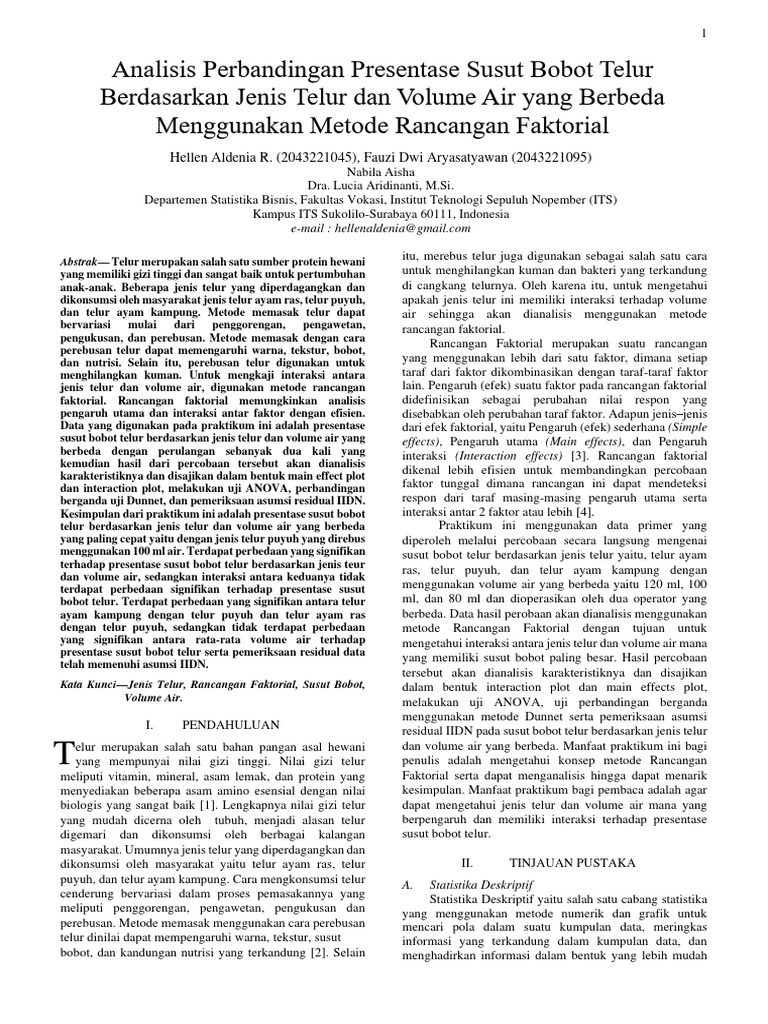 Analisis Susut Bobot Telur Perebusan | PDF