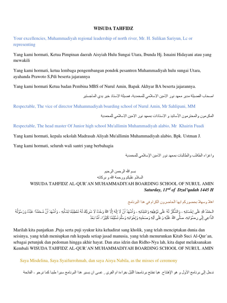 MC Wisuda Tahfidz 2024 | PDF MC Wisuda Tahfidz 2024 | PDF