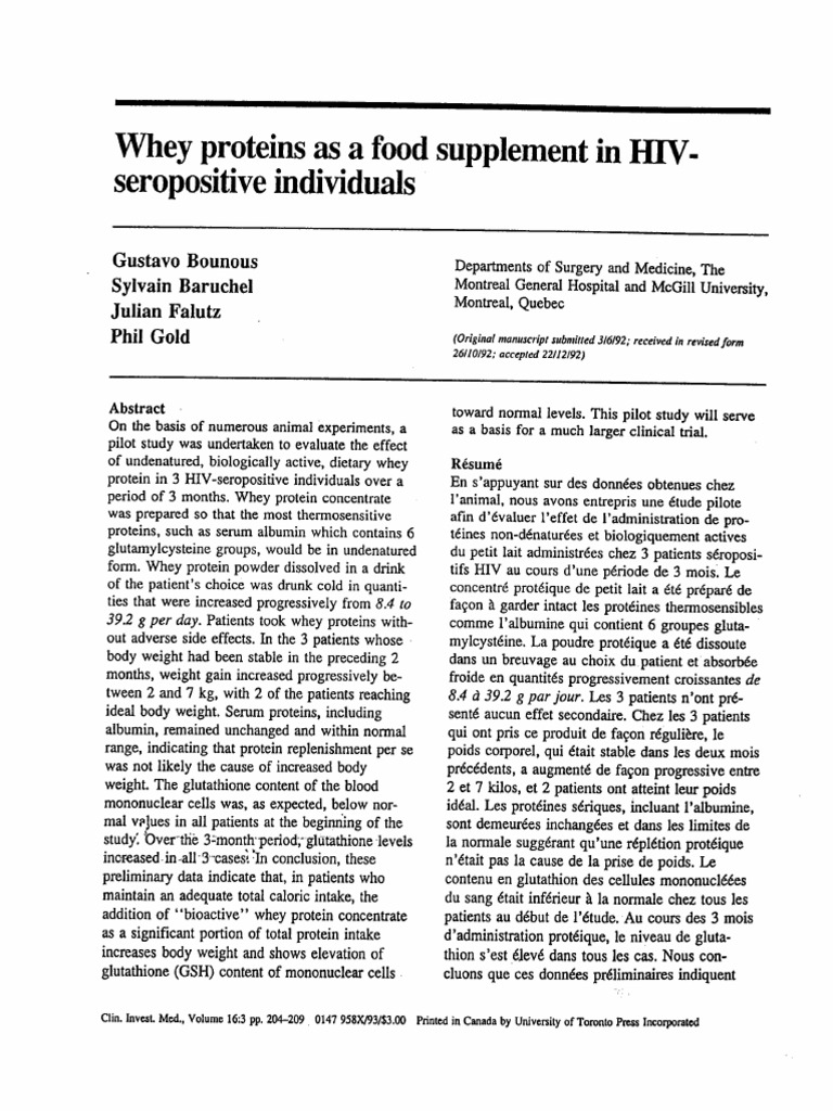 03 Whey Proteins As A Food Supplement in Hiv Seropositive Individuals | PDF
