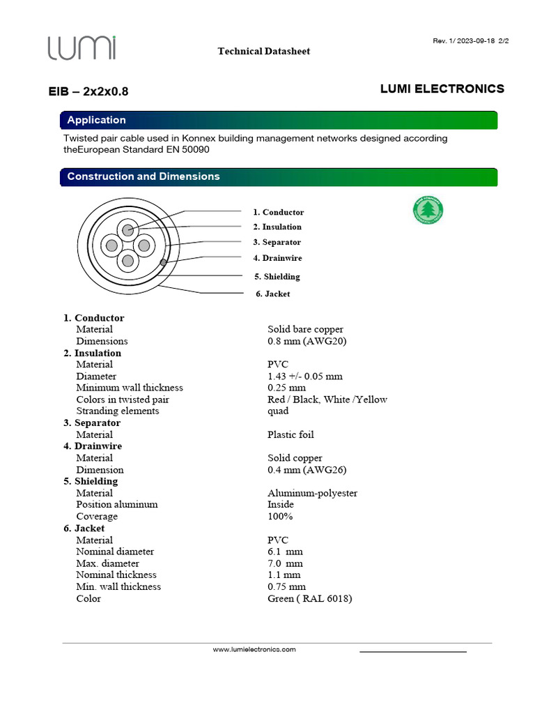 LUMI KNX Cable | PDF | Electrical Conductor | Insulator (Electricity)