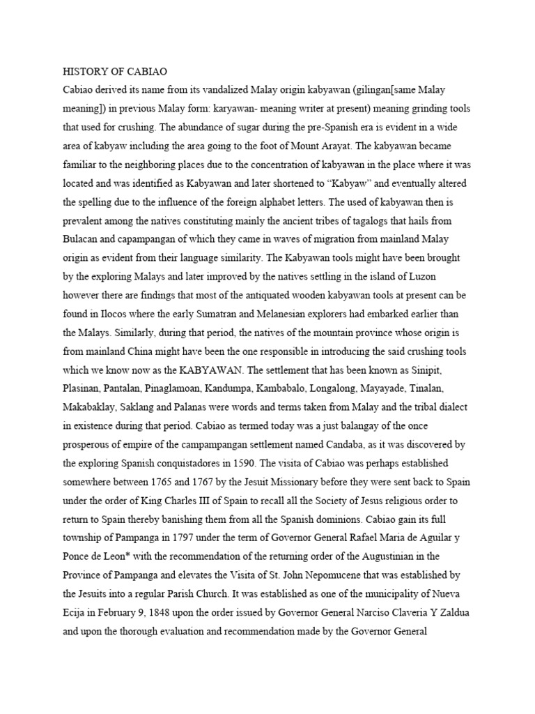 History of Cabiao | PDF | Philippines