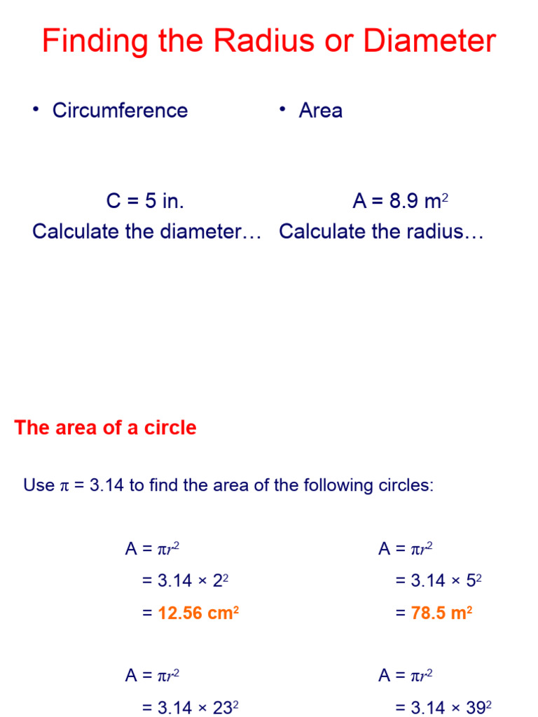 Circle Radius and Diameter Calculations | PDF