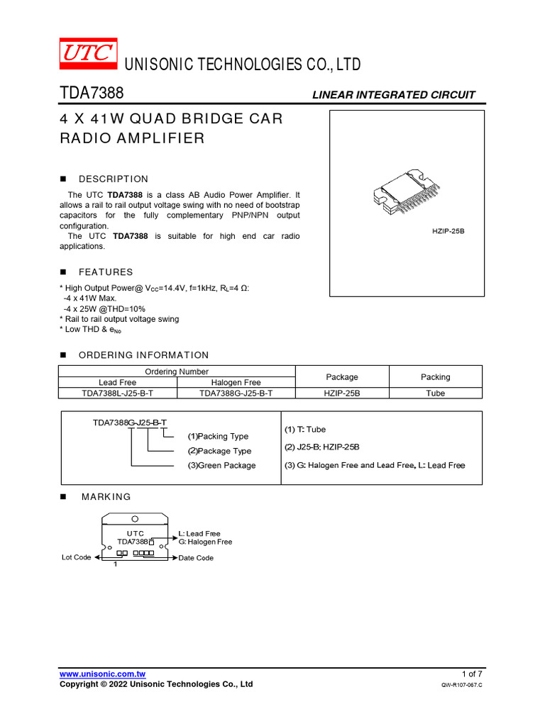TDA7388 | PDF | Amplifier | Electronic Engineering