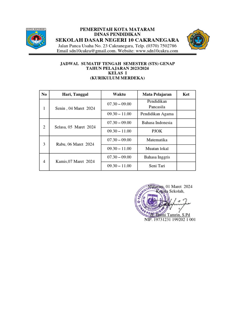 Jadwal PTS Pas 2024 | PDF