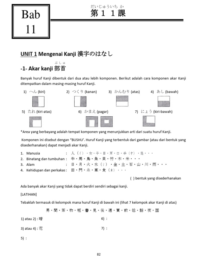 Modul BAB 11 Kanji 1 | PDF
