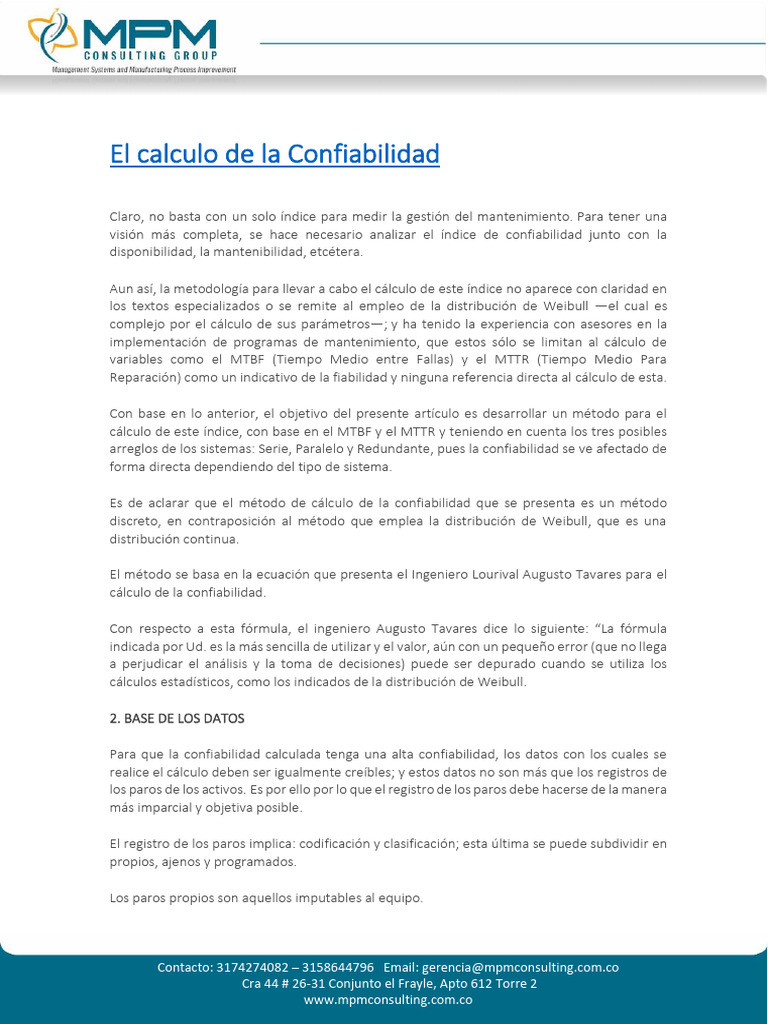 Método de Cálculo de Confiabilidad | PDF | Ingeniería de confiabilidad | Ingeniería de Sistemas