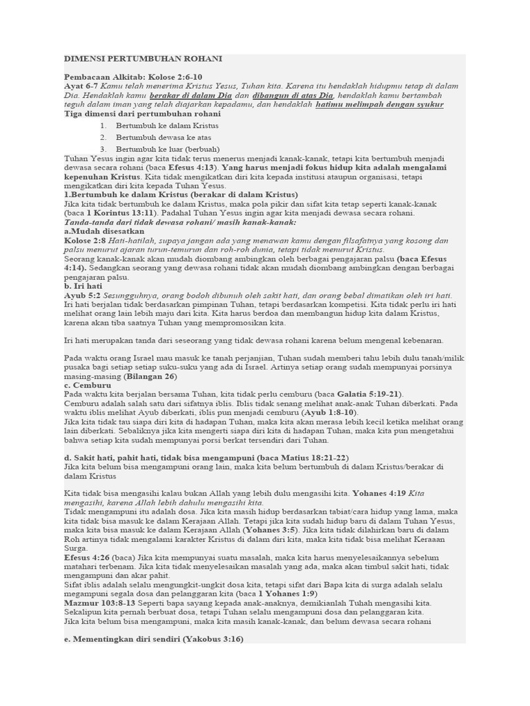 Dimensi Pertumbuhan Rohani | PDF