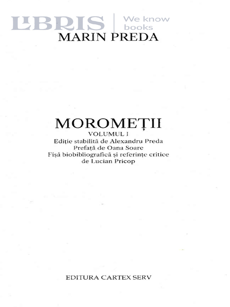 Morometii Vol.1, 2 - Marin Preda | PDF