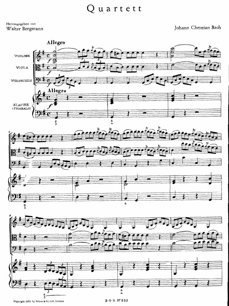 J.C.bach Keyboard Quartet | PDF