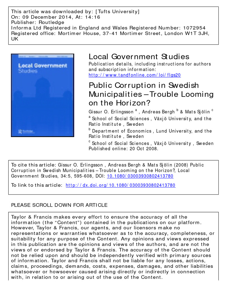 Erlingsson 2008 | PDF | Corruption | Institution