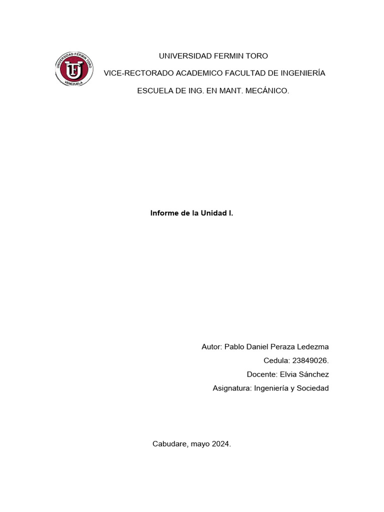 Infirme de Unidad 1 de Ing y Sociedad | PDF | Sociedad | Venezuela