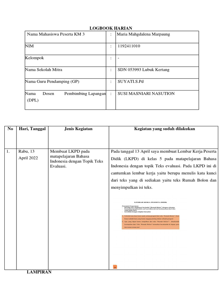 Logbook Harian 6 Mei 2022 | PDF