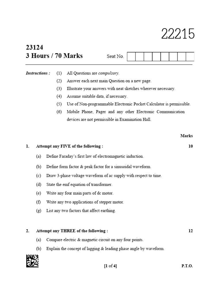 22215-2023-Winter Study Resources) | PDF | Transformer | Electric Motor