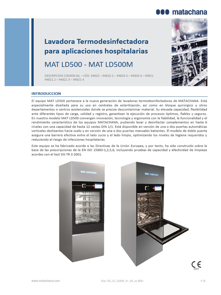 Lavadora Desinfectadora MAT LD500 | PDF | Agua | Lavadora