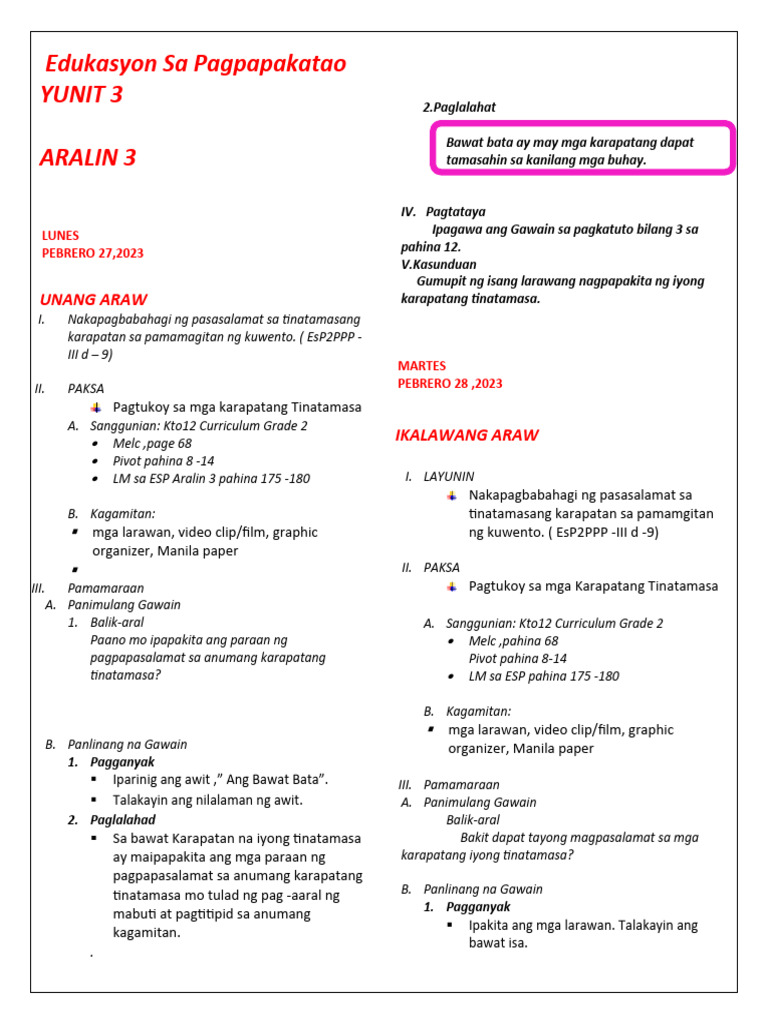 ESP LP 3RD QUARTER Feb.27 March.32023 | PDF
