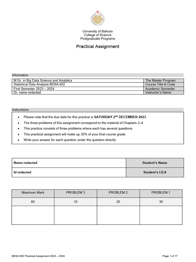 Statistical Data Analysis Assignment | Download Free PDF | Mean Squared Error | Errors And Residuals