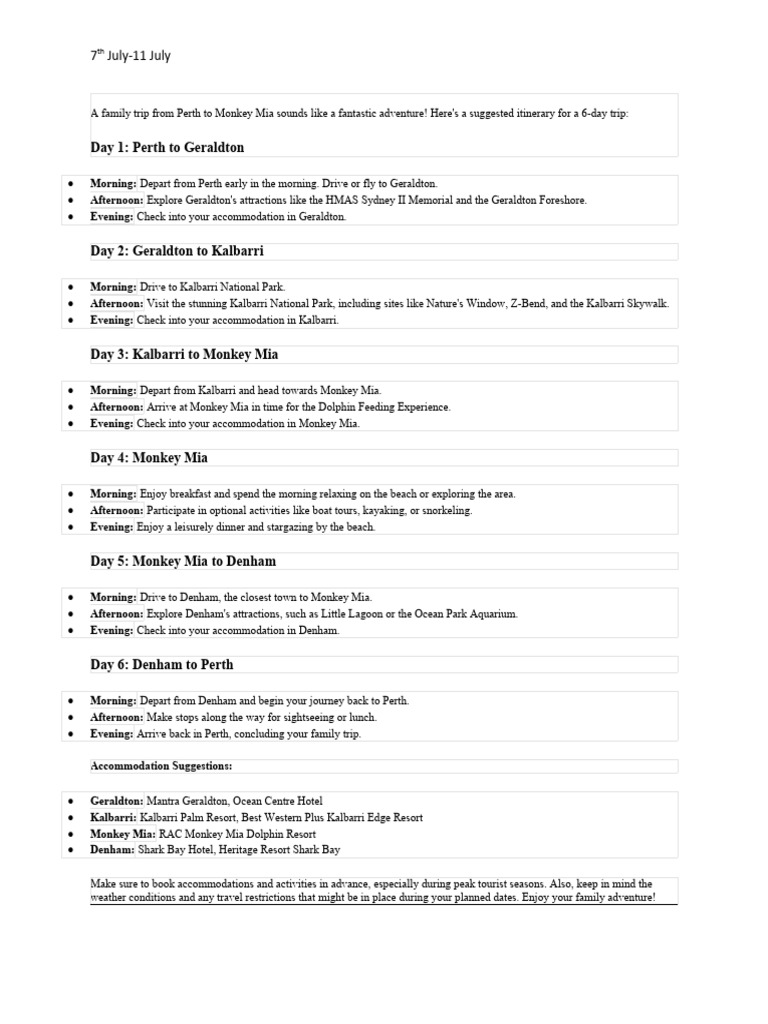 Monkey Mia - Kalbarri Trip 1 | PDF | Travel | Science & Mathematics