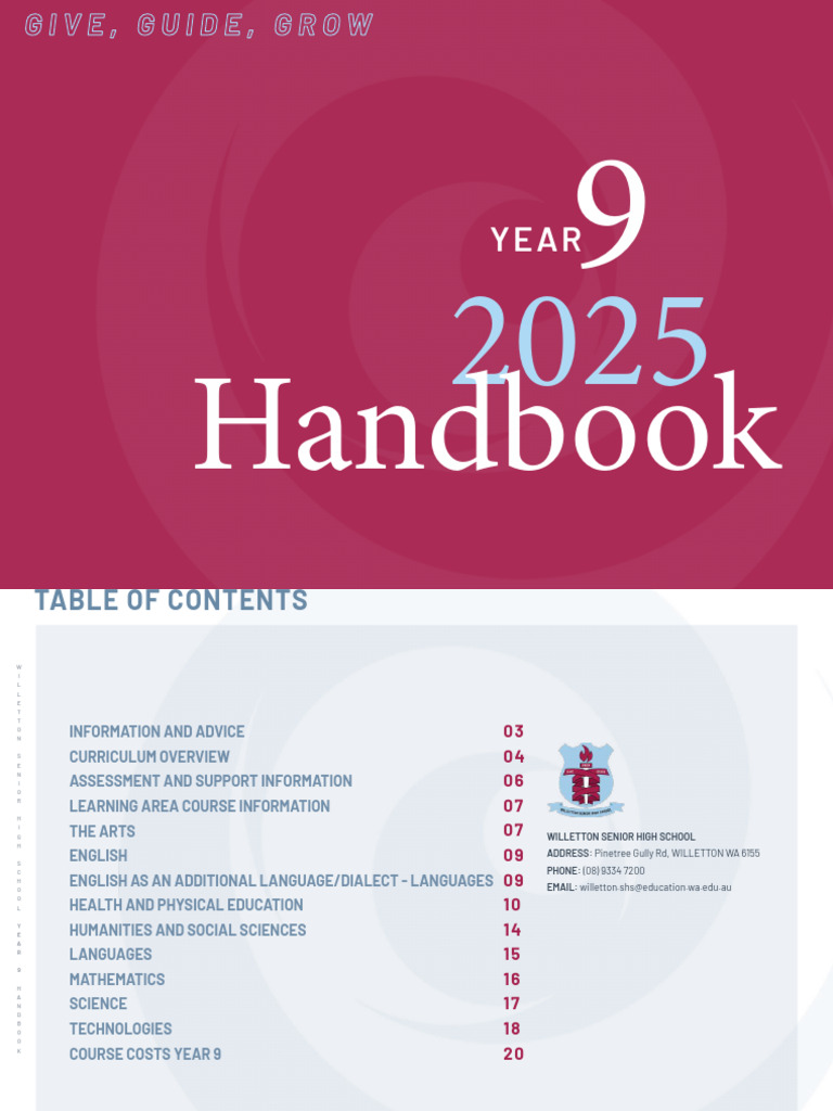 Year 9 2025 Handbook Compressed 4 | PDF | Curriculum | Learning Disability