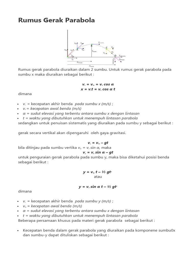 Rumus Gerak Parabola dan Aplikasinya | PDF | Sains & Matematika