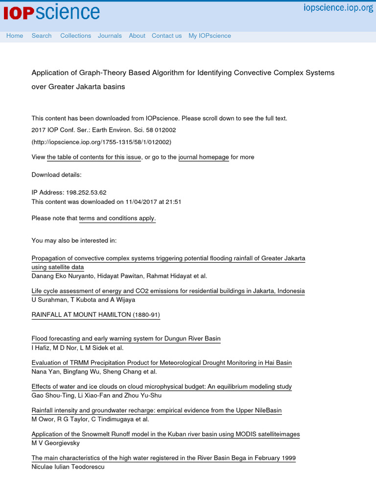 Application of Graph-Theory Based Algorithm For Id | PDF | Precipitation | Earth Sciences