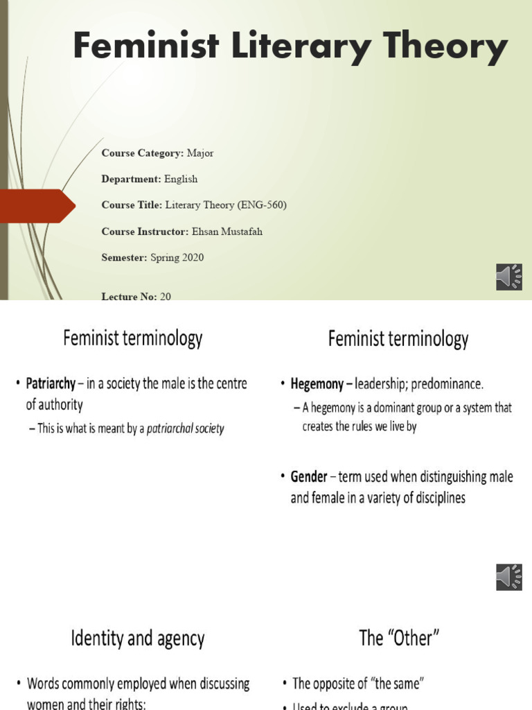 Lecture 20 Feminist Literary Theory | PDF