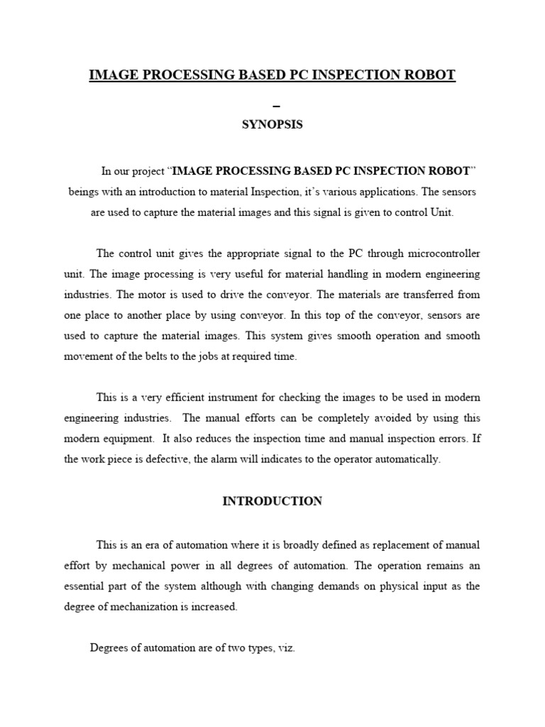 Image Processing Based PC Inspection Robot | PDF | Automation | Mass ...