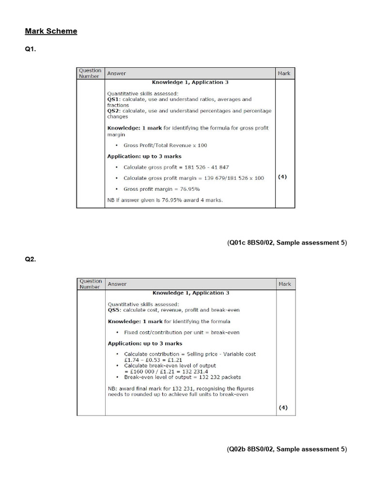 Mark Scheme Calculation | PDF | Science & Mathematics | Technology & Engineering