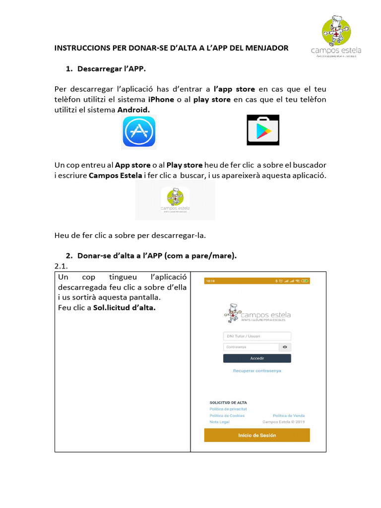 Instruccions Families Registre APP | PDF