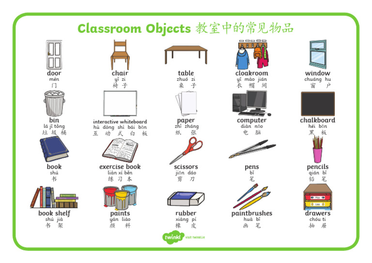 Classroom Objects Chinese | PDF