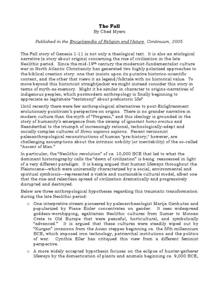 The Fall, Primitivism and The Bible - Myers | PDF | Bible | Civilization