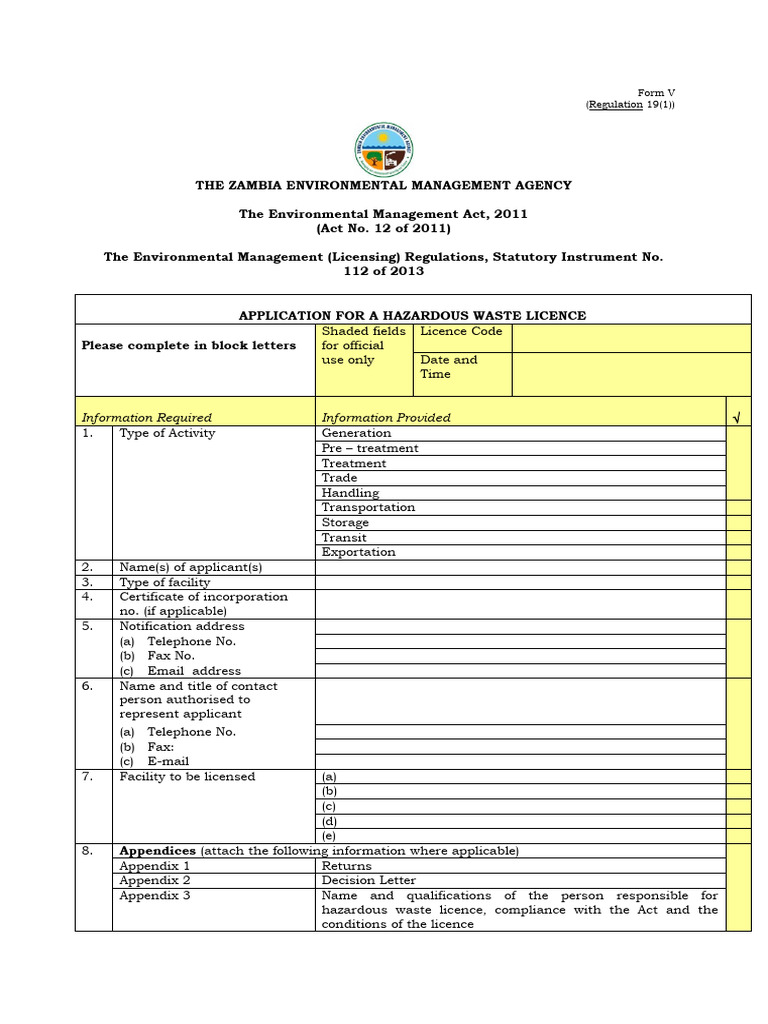 Form V Hazardous Waste SI No 112 of 2013 | PDF | Waste | Waste Management