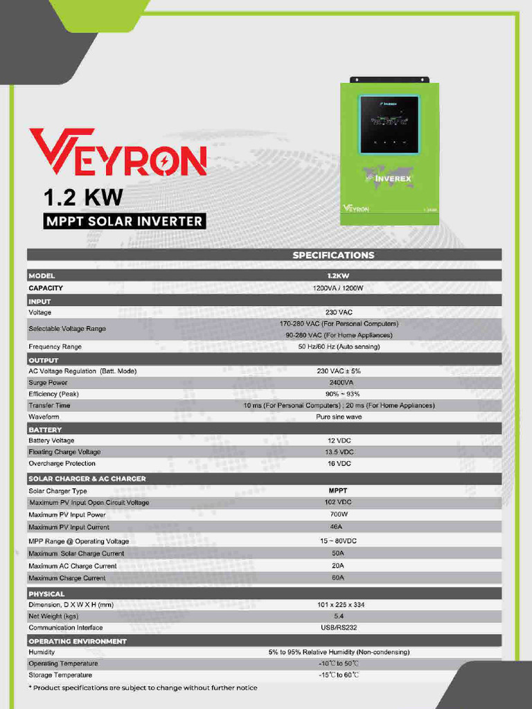 Inverex Veyron 1.2kw | PDF