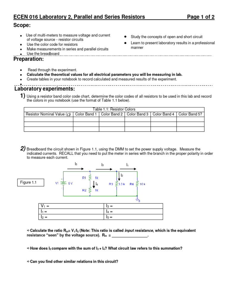 Parallel and Series Resistor Lab Guide | PDF | Series And Parallel ...