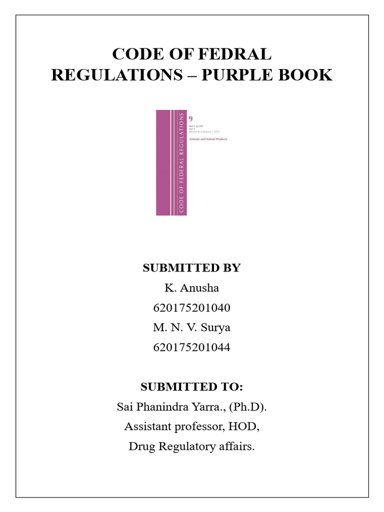 Code of Federal Regulations Purple Book | PDF | Code Of Federal ...