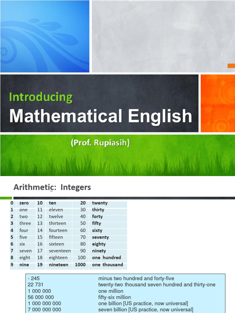 13. Introducing Mahematical English | PDF | Numbers | Mathematics