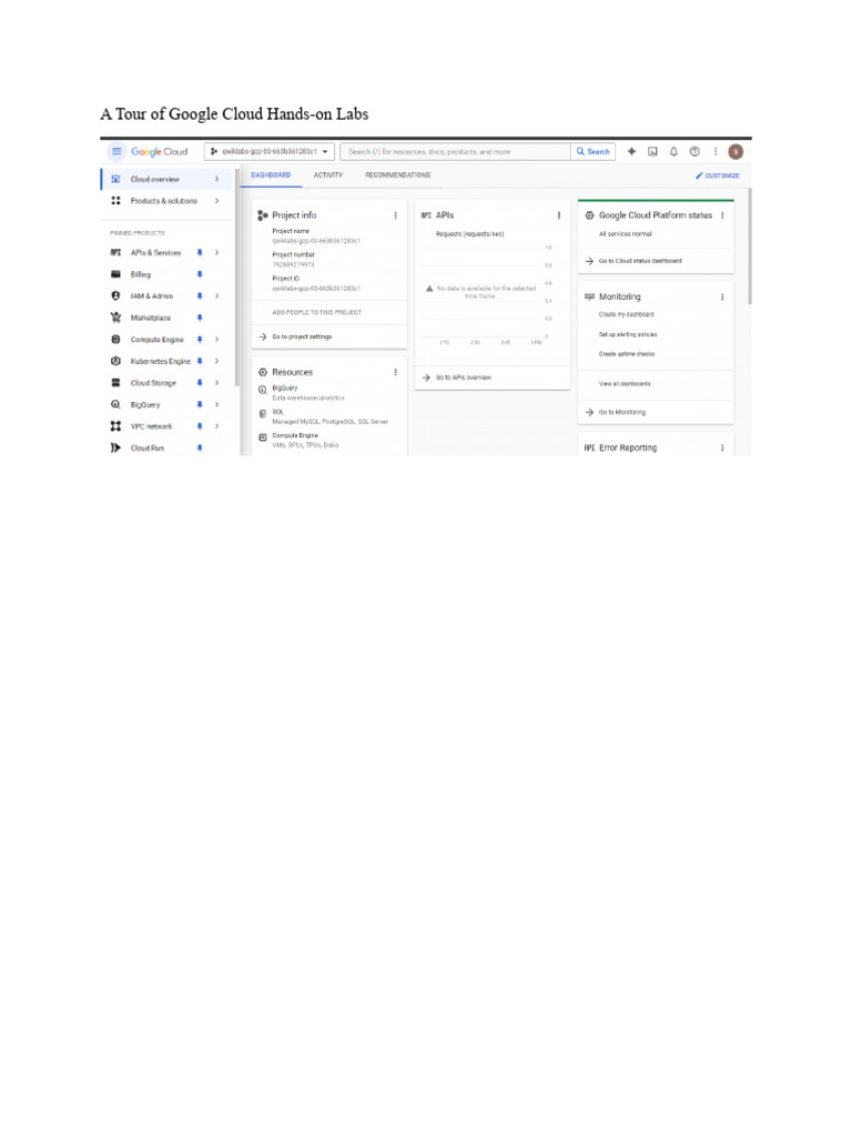 Lab 01 A Tour of Google Cloud Hands On Labs | PDF | Technology ...