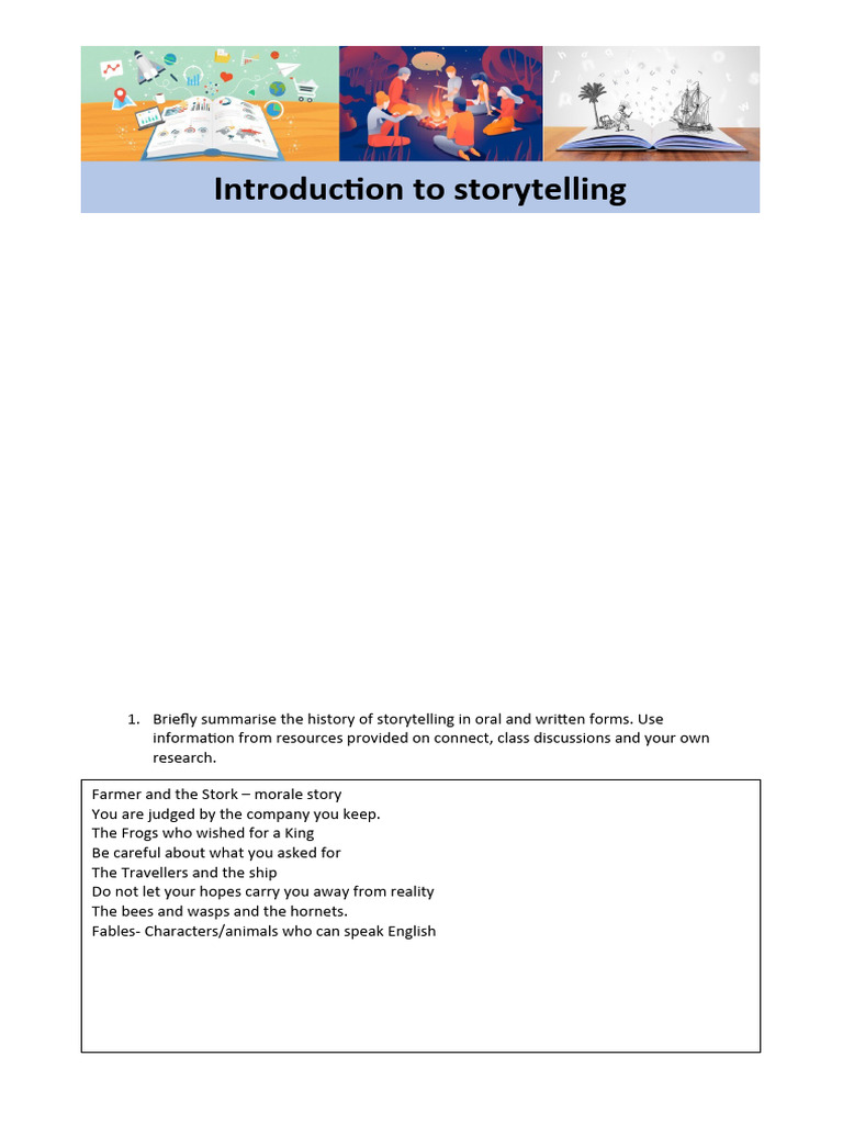 Introduction To Story Telling-Yr 8 | PDF | Humour | Storytelling