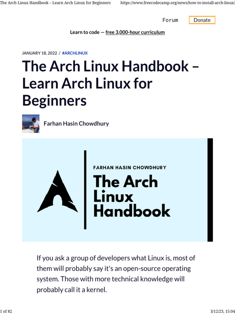 The Arch Linux Handbook - Learn Arch Linux For Beginners | PDF ...