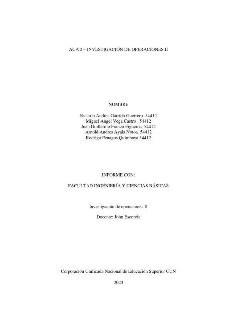 Aca 2 Investigacion de Operaciones Ii | PDF | Science | Metodología