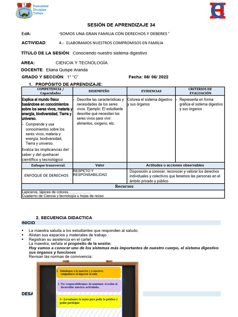 Sesion Aprendizaje | Descargar gratis PDF | Maestros | Aprendizaje