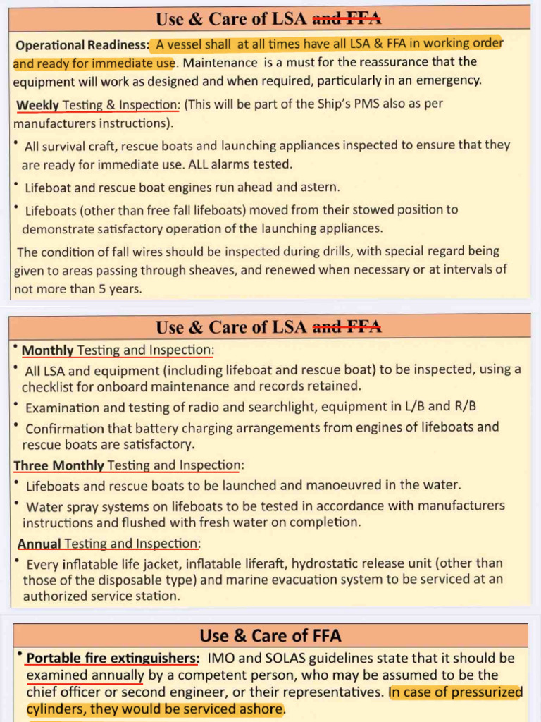 Use and Care of LSA & FFA | PDF