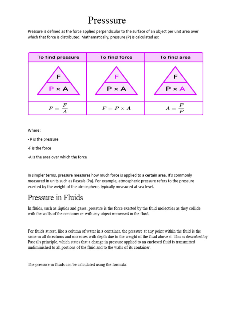 Pressure | PDF | Foreign Language Studies | Science & Mathematics
