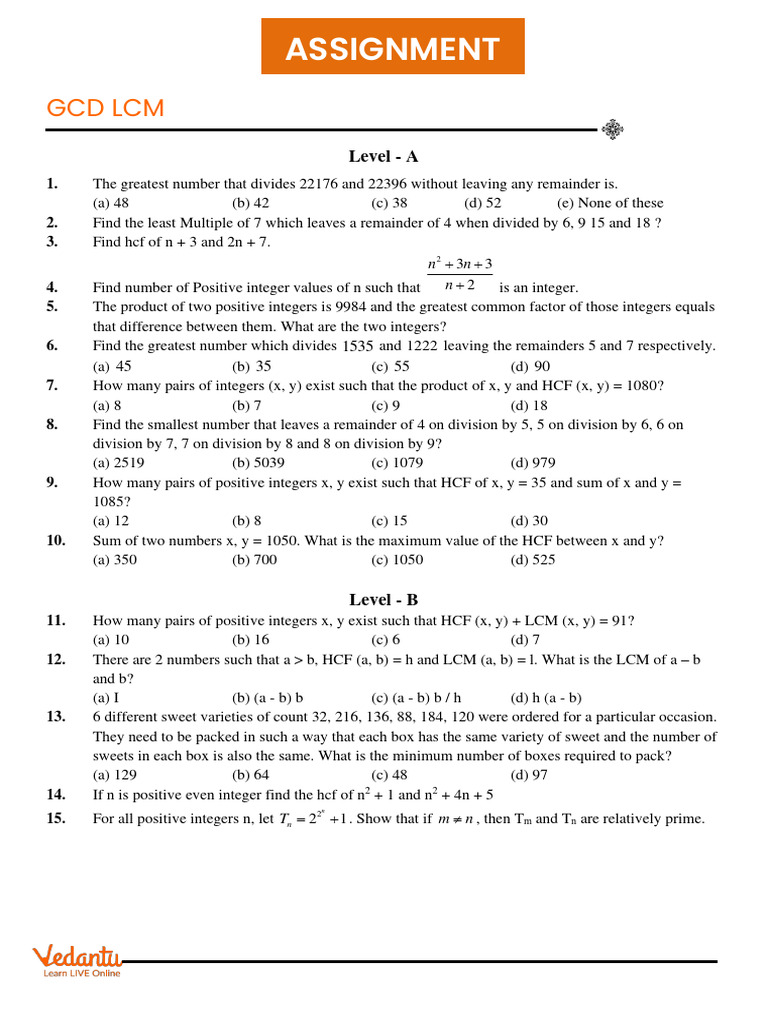 Level 6 Assignment 4 (GCD, LCM) Final | PDF | Mathematics | Elementary ...
