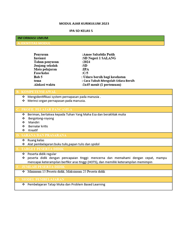 Modul Ajar Ipa SD | PDF