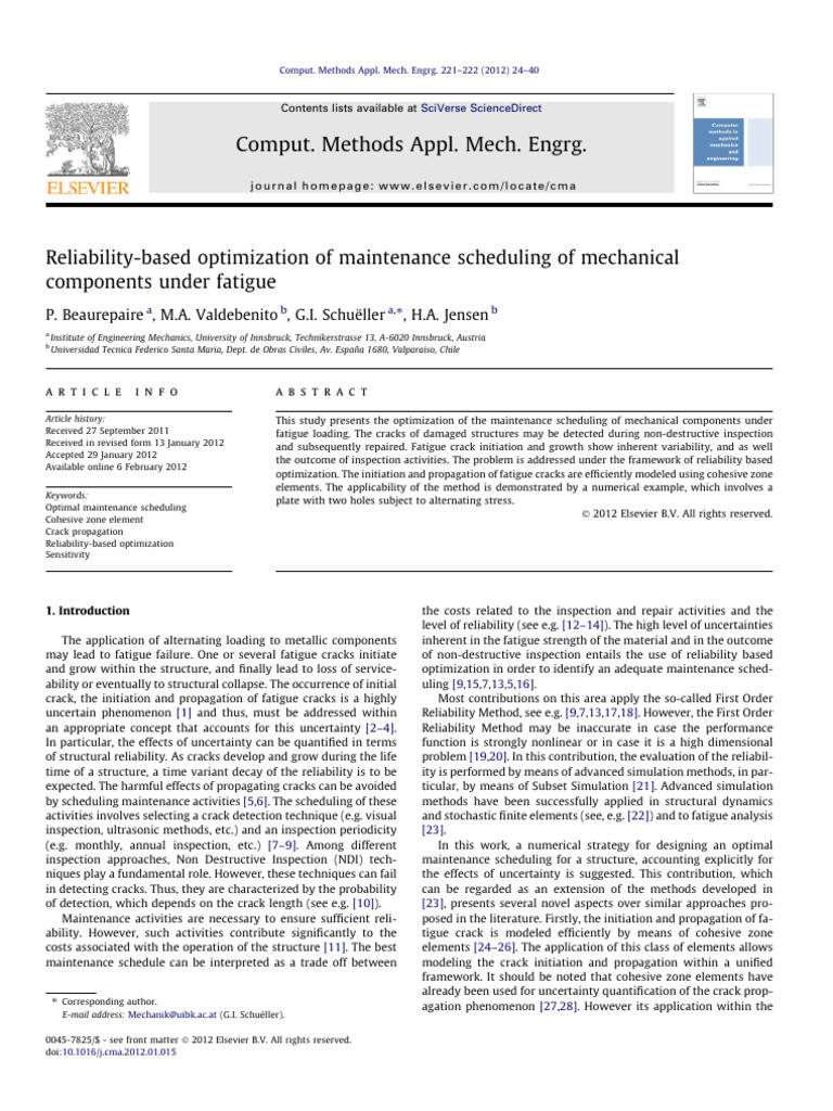 Reliability Based Optimization of Mainte | PDF | Fracture | Fracture Mechanics