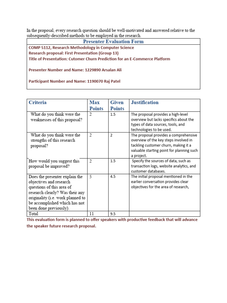 Presenter Evaluation Form First Presentation P 3 | PDF | Evaluation ...