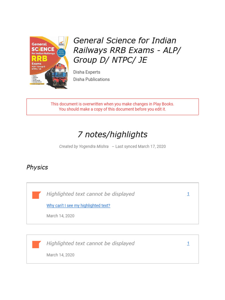 Notes From - General Science For Indian Railways RRB Exams - ALP ...