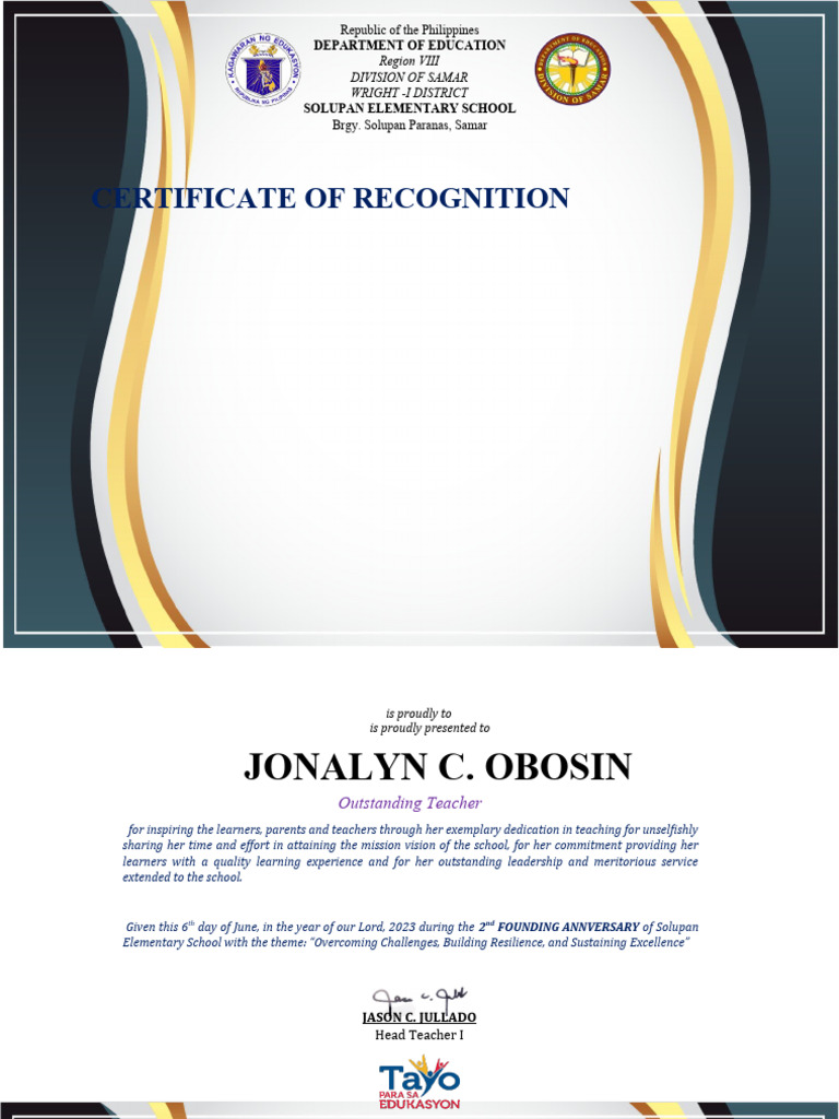 Certificate of Recognition | PDF